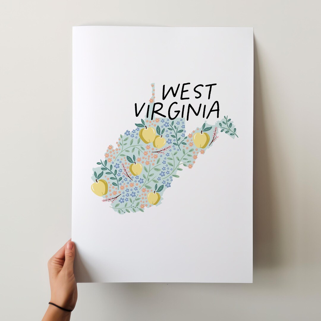 West Virginia Art Print - 50 States Collection, Wall Decor, USA, State ...