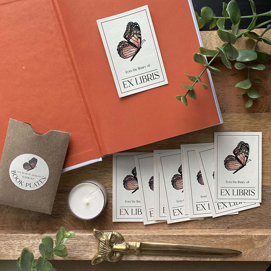 Monarch Butterfly Bookplate, 2x3" Sticker Adhesive, 15 Count, Writable ...