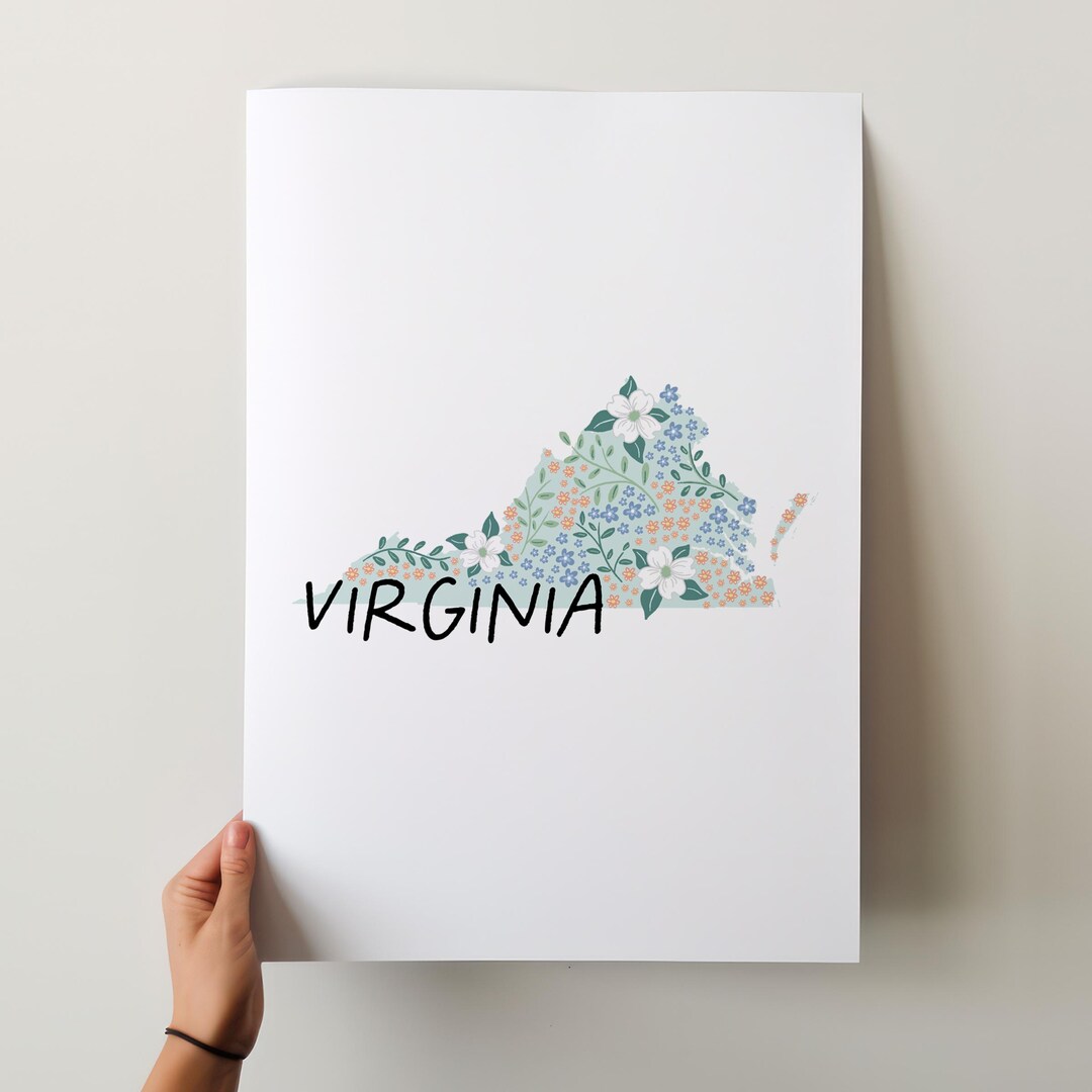 Virginia Art Print - 50 States Collection, Wall Decor, USA, State Art ...
