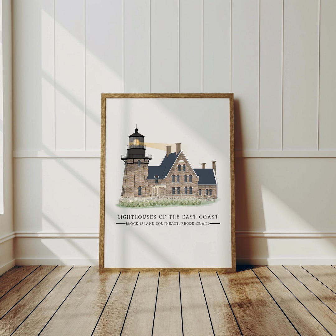 Block Island Southeast, Lighthouses of the East Coast, Art Print, Wall ...