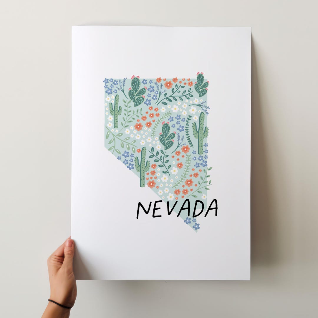 Nevada Art Print - 50 States Collection, Wall Decor, USA, State Art ...