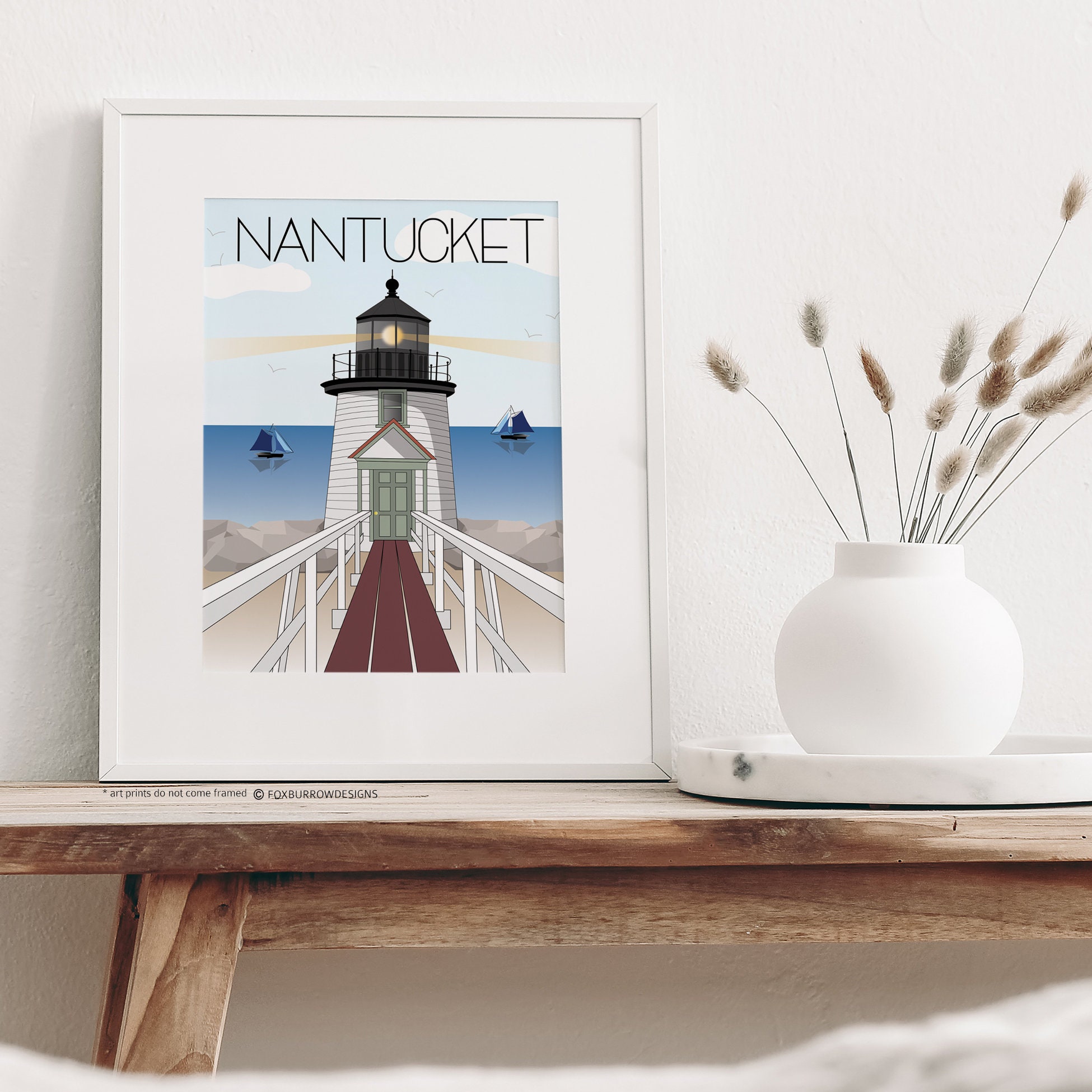 Nantucket Travel Art Print Brant Point Lighthouse - Etsy