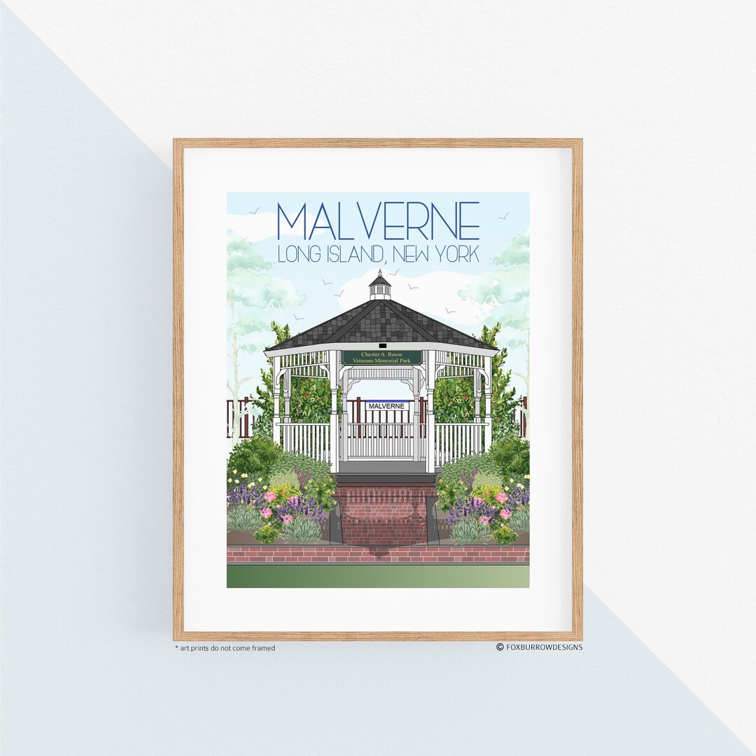 Malverne, Long Island Travel Art Print, Wall Decor, Coastal Art, Long ...