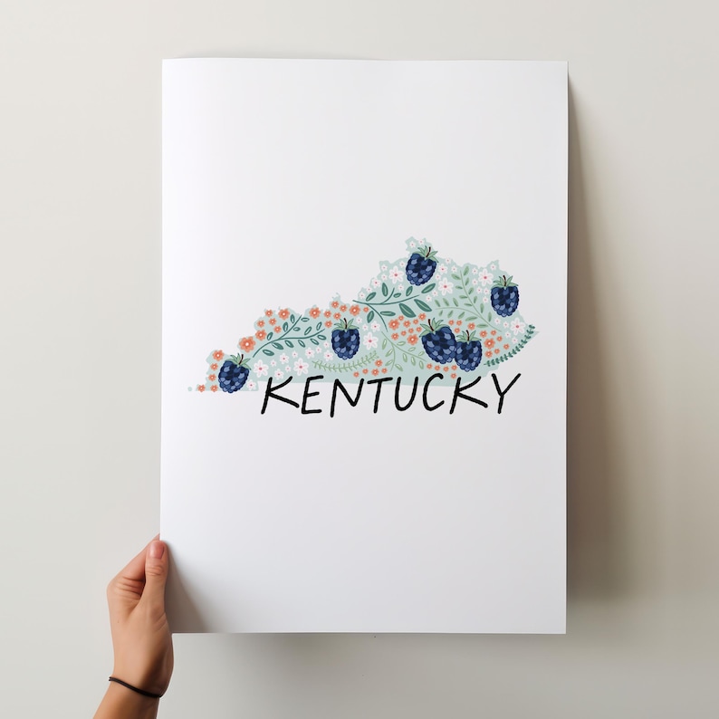 Kentucky Art Print - 50 States Collection, Wall Decor, USA, State Art ...