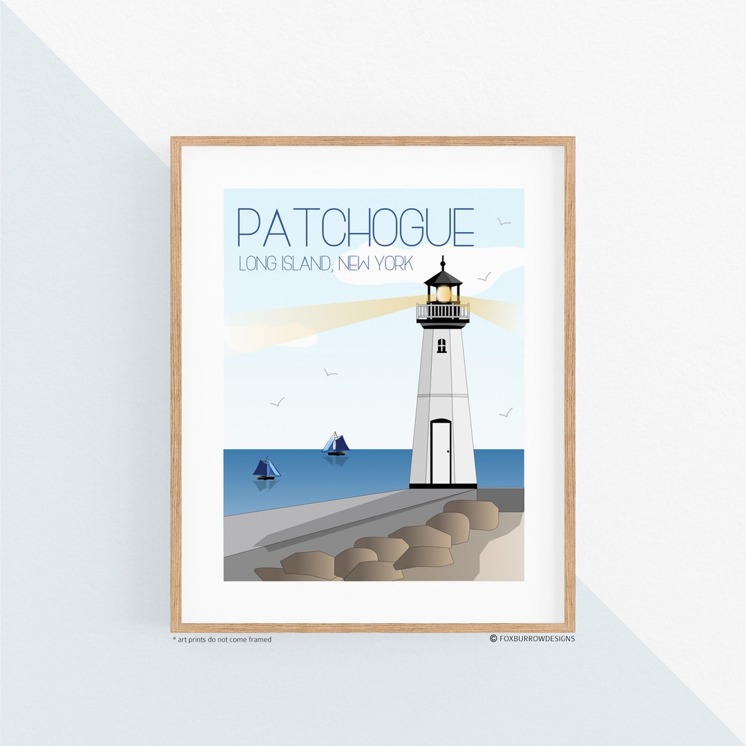 Patchogue, Long Island Travel Art Print, Wall Decor, Coastal Art, Long ...