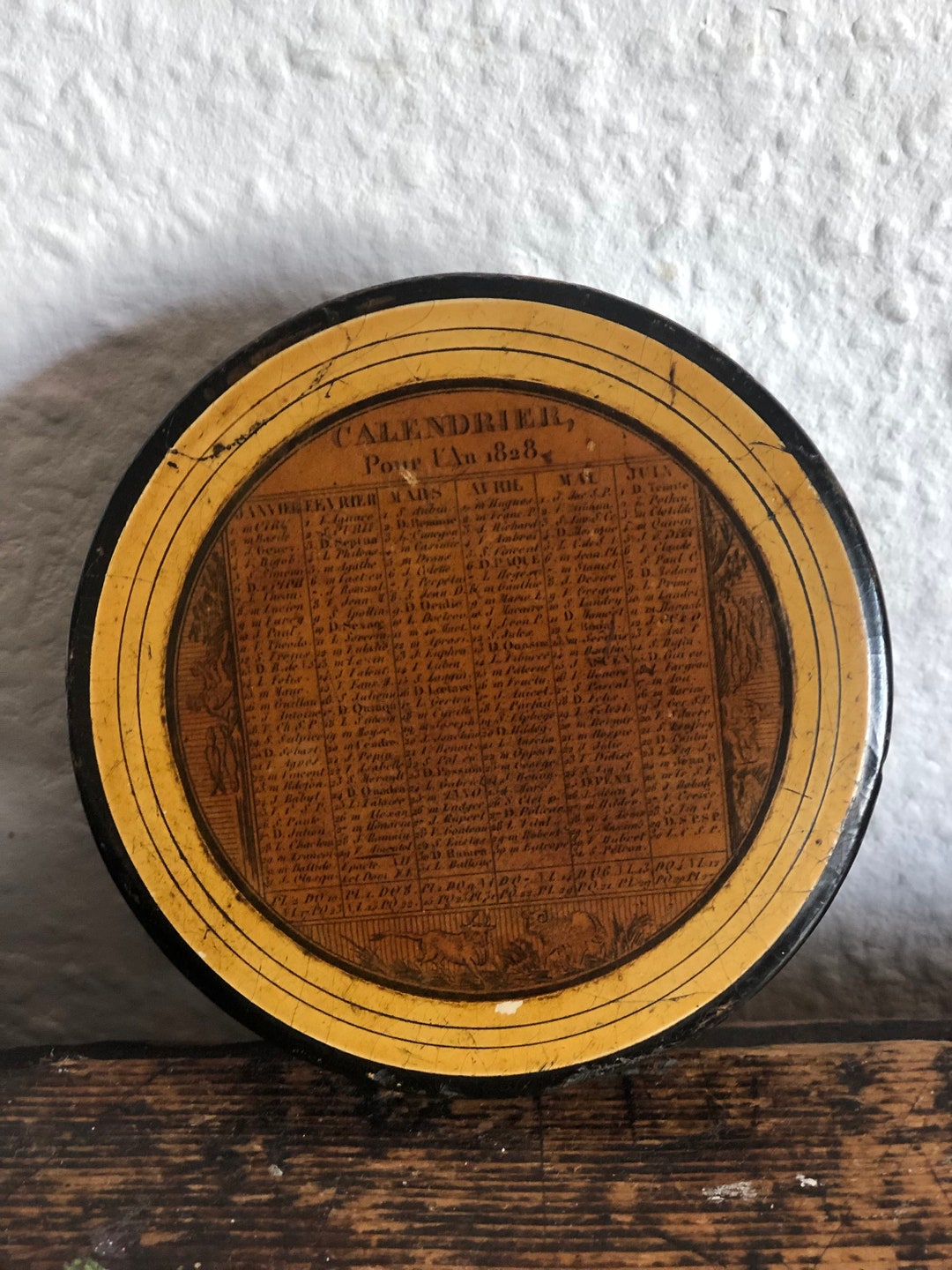 1828 Papier-mâché Box With Calendar Calendrier Ian 1828 - Etsy
