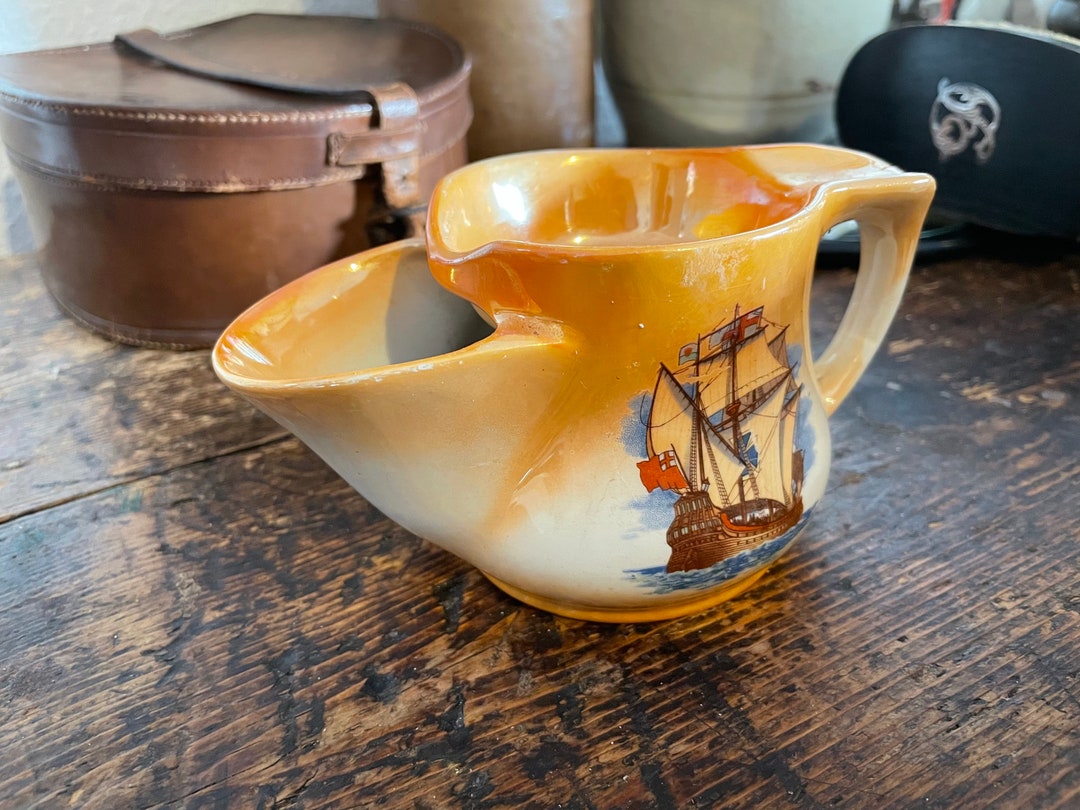 Vintage Ceramic Shaving Scuttle/ Mug. Ship Design, 'A Gift From Margate ...