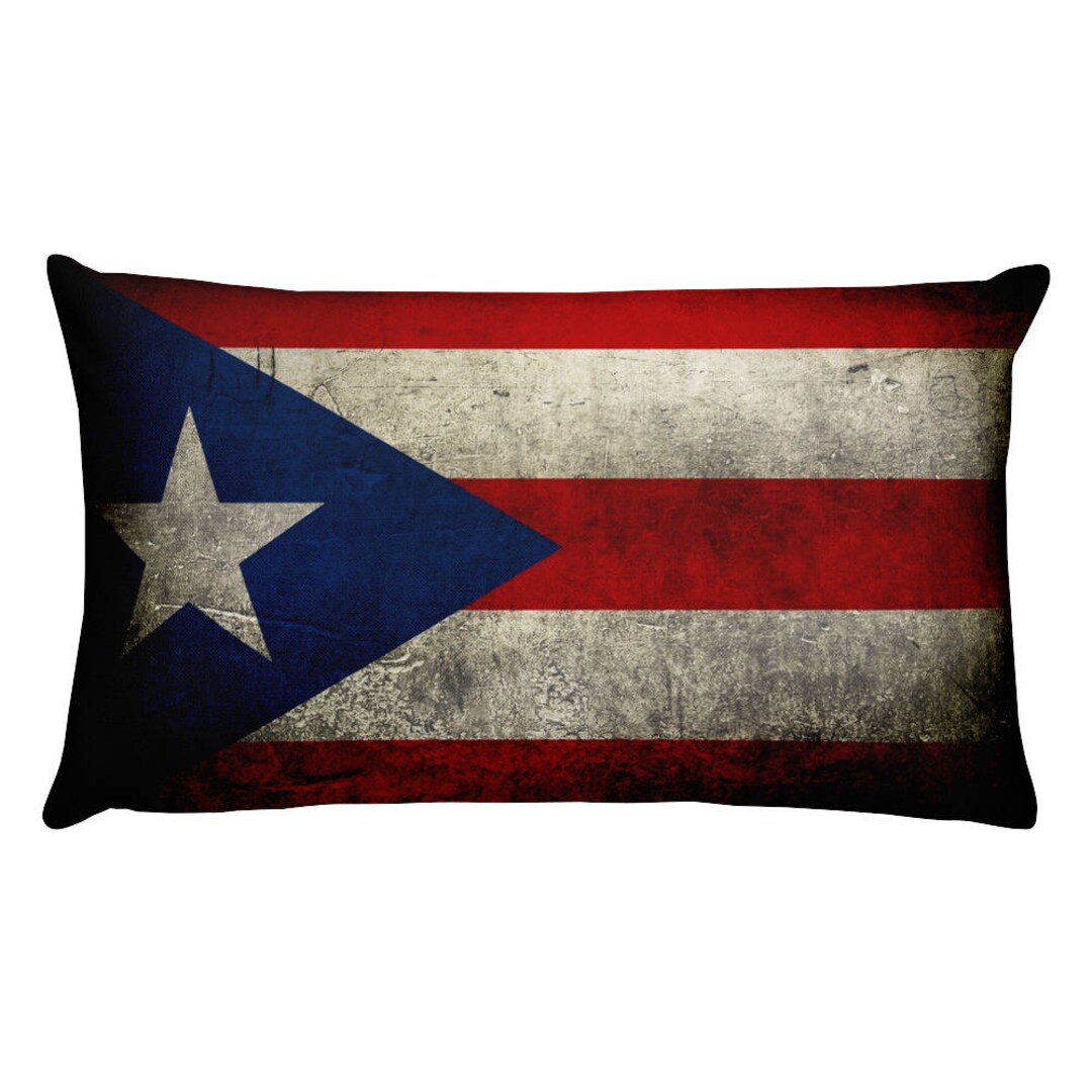 Puerto Rico Flag Throw Pillows, Aged Puerto Rico Flag, Red White and ...