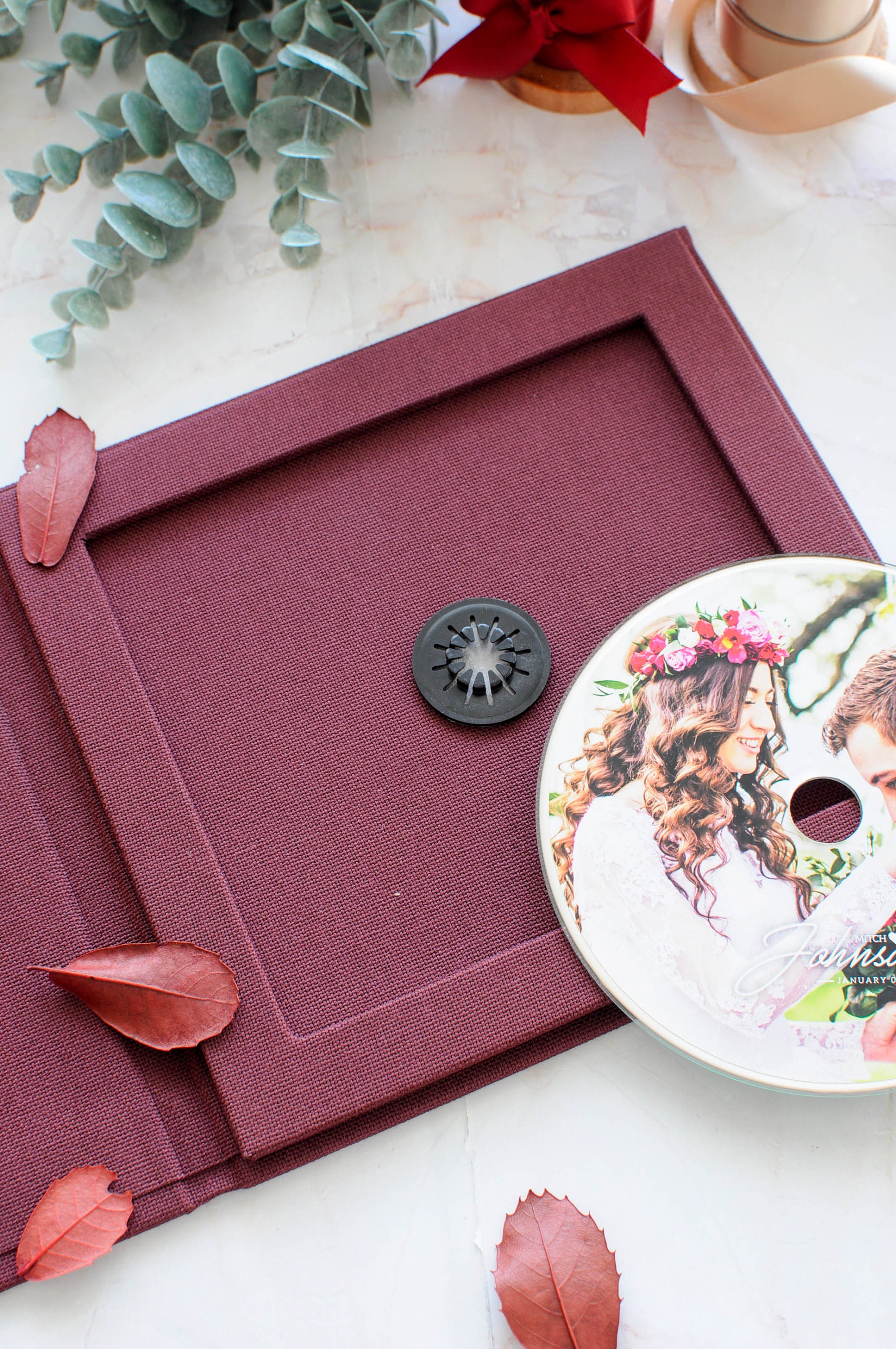Linen CD & DVD Sleeve Box With Your Logo Stamping a Handmade Keepsake ...