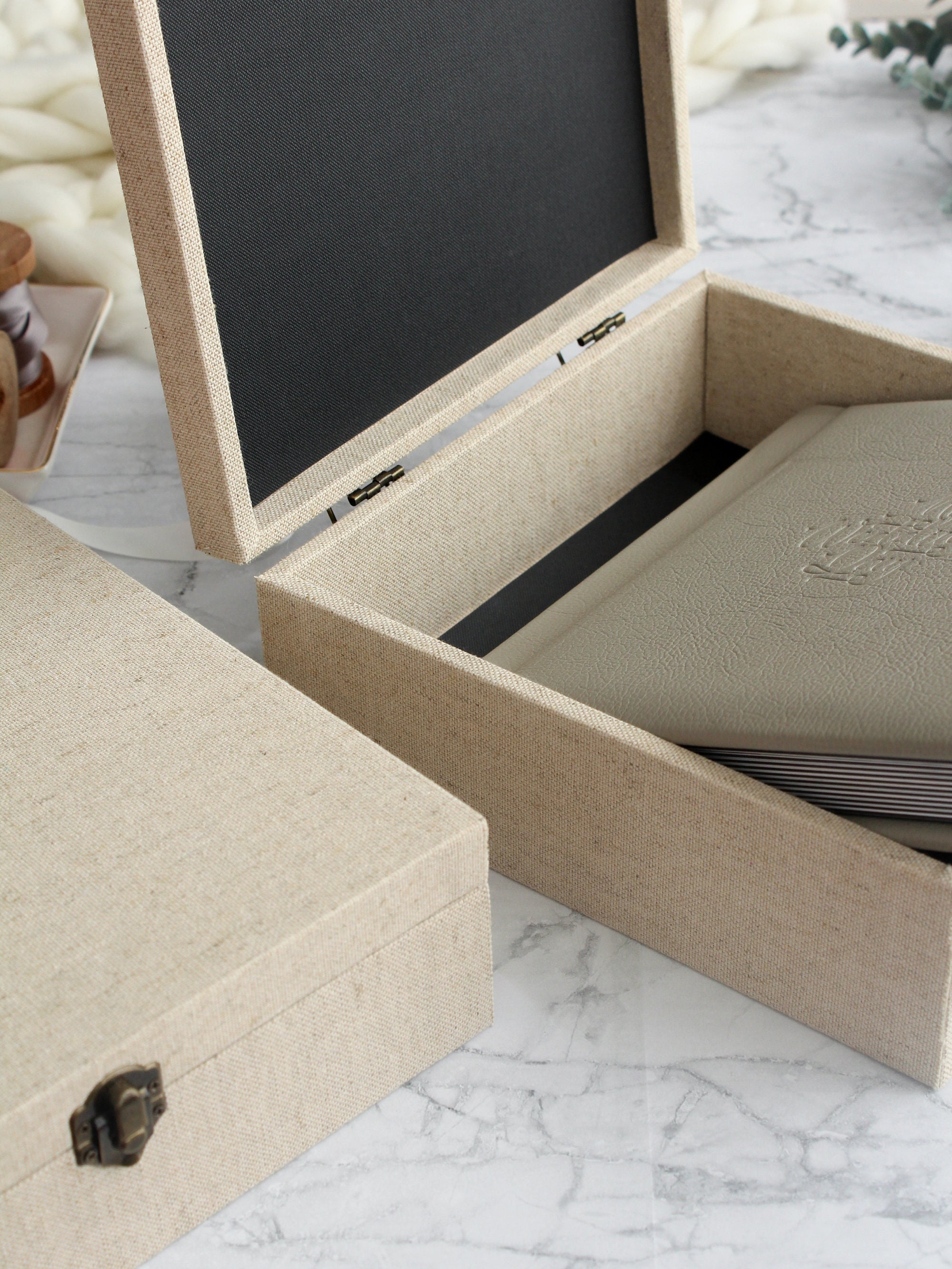 Classic Linen Hinged Box a Handmade Keepsake Storage Box for - Etsy