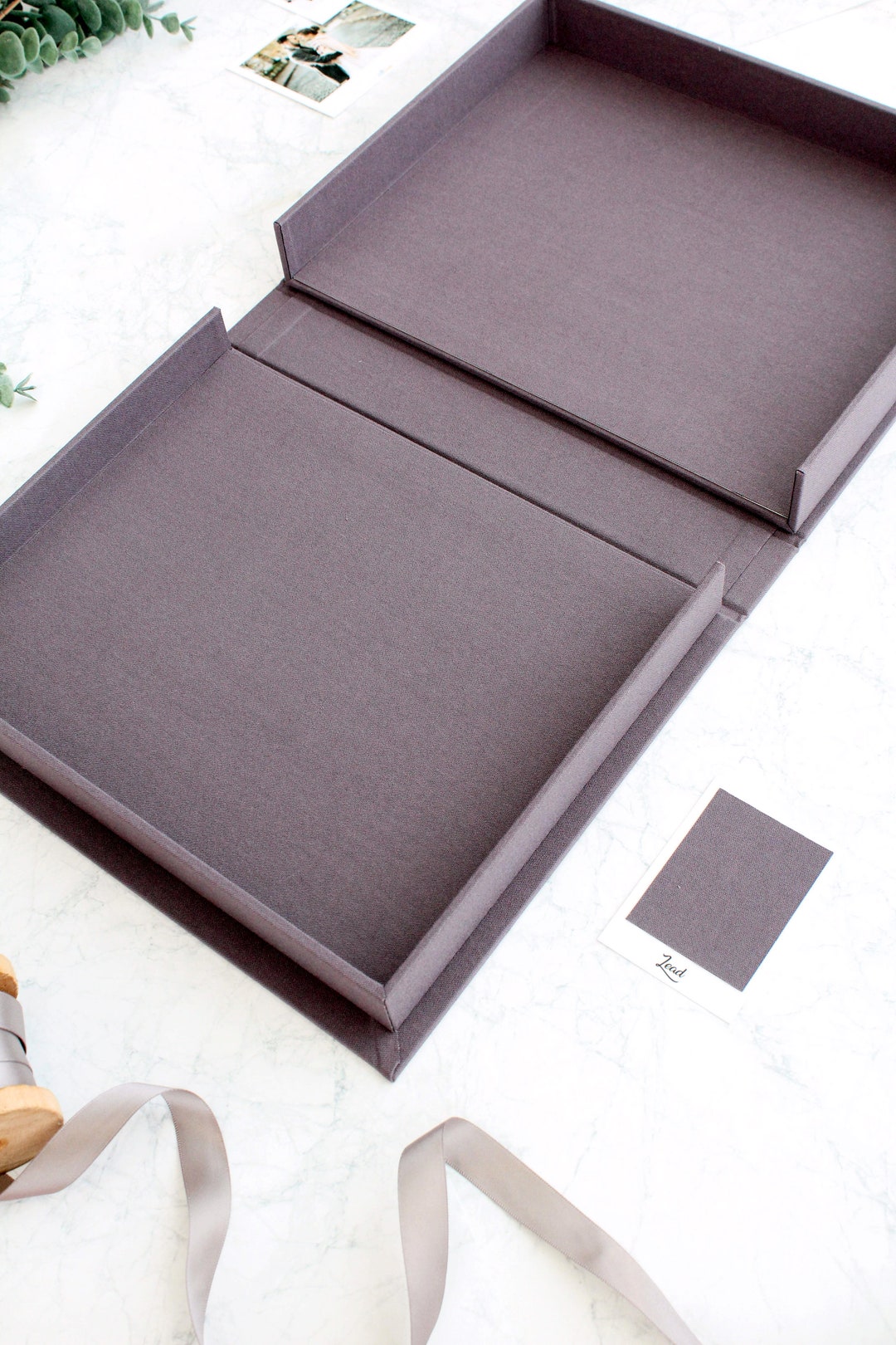 Clamshell Linen Box With Your Logo Stamping a Handmade Keepsake Storage ...