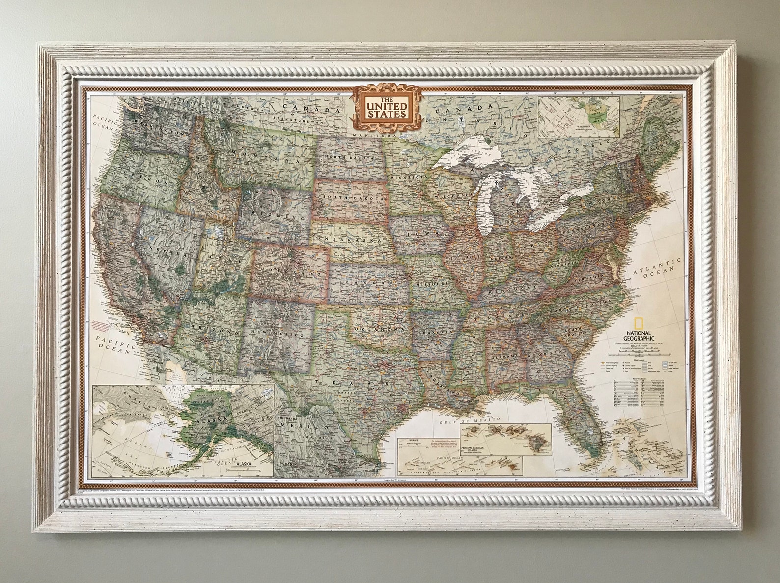 United States Push Pin Map Shown With Rustic Off-white Solid - Etsy