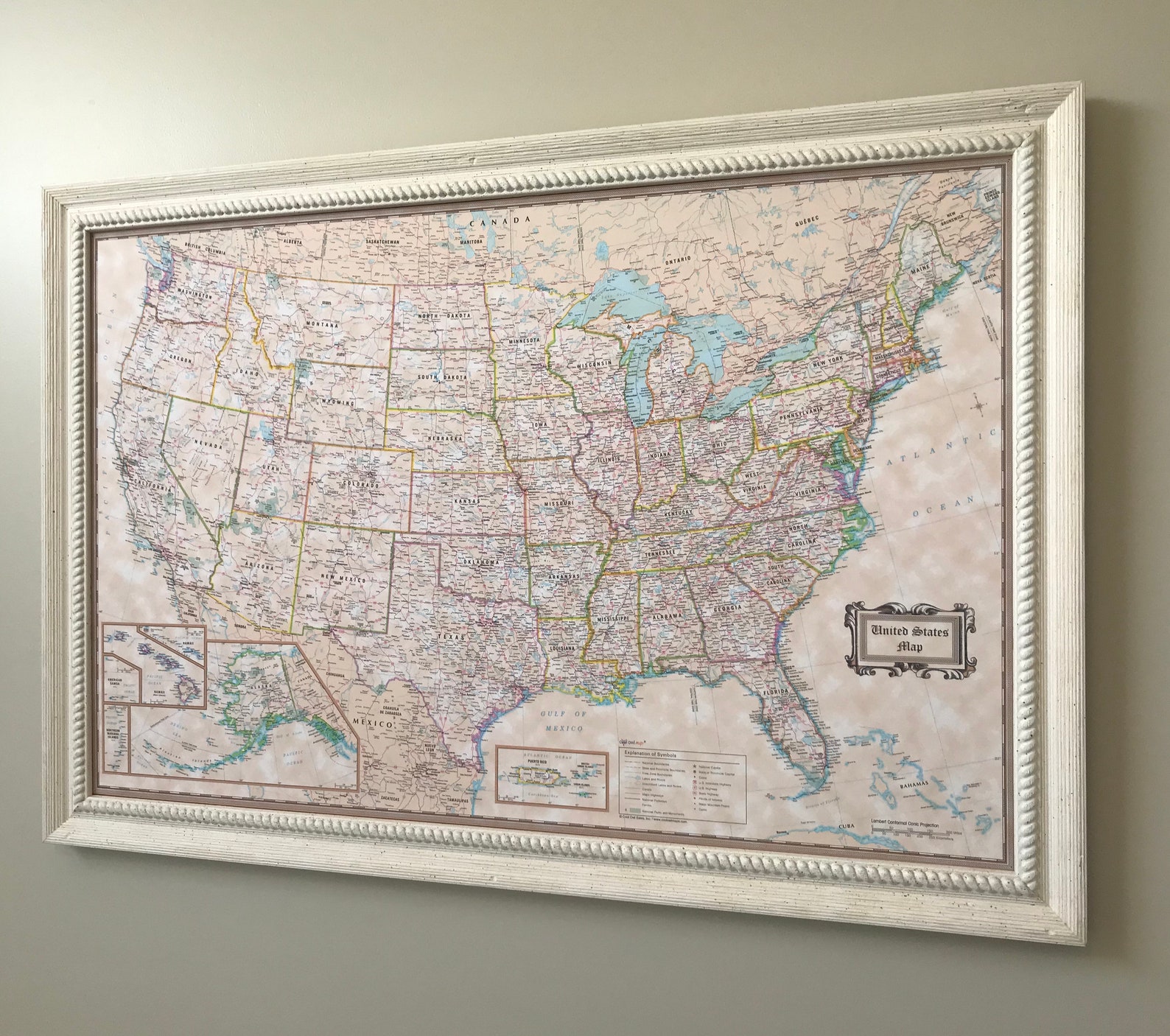 Vintage Style Push Pin United States Map Shown With Rustic | Etsy