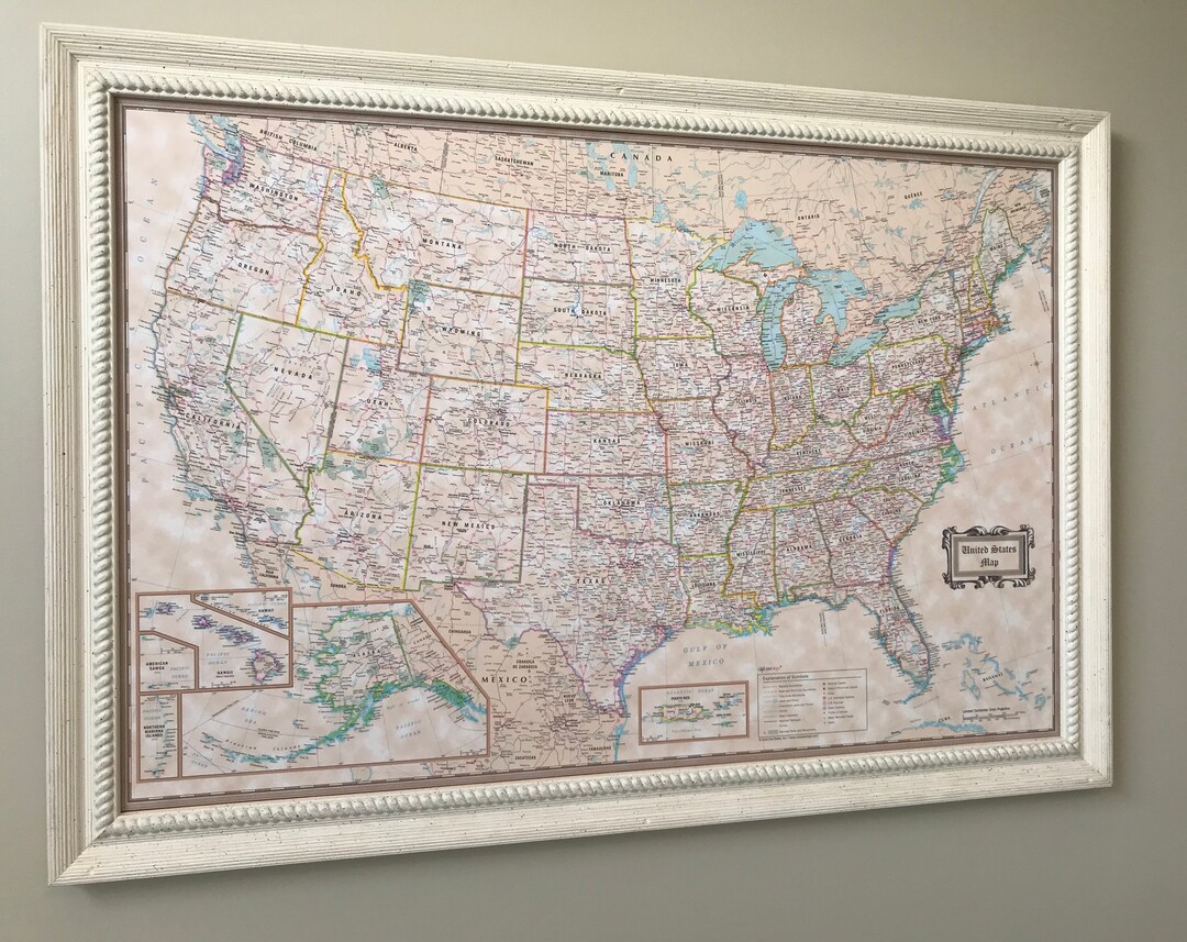 Vintage Style Push Pin United States Map Shown With Rustic - Etsy