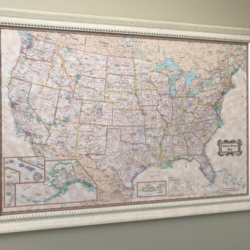 Vintage Style Push Pin United States Map Shown With Rustic - Etsy