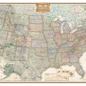United States Push Pin Map Shown With Rustic Off-white Solid - Etsy