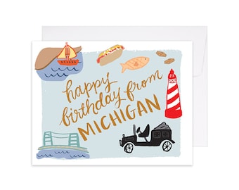 Michigan State Greeting Card - Etsy