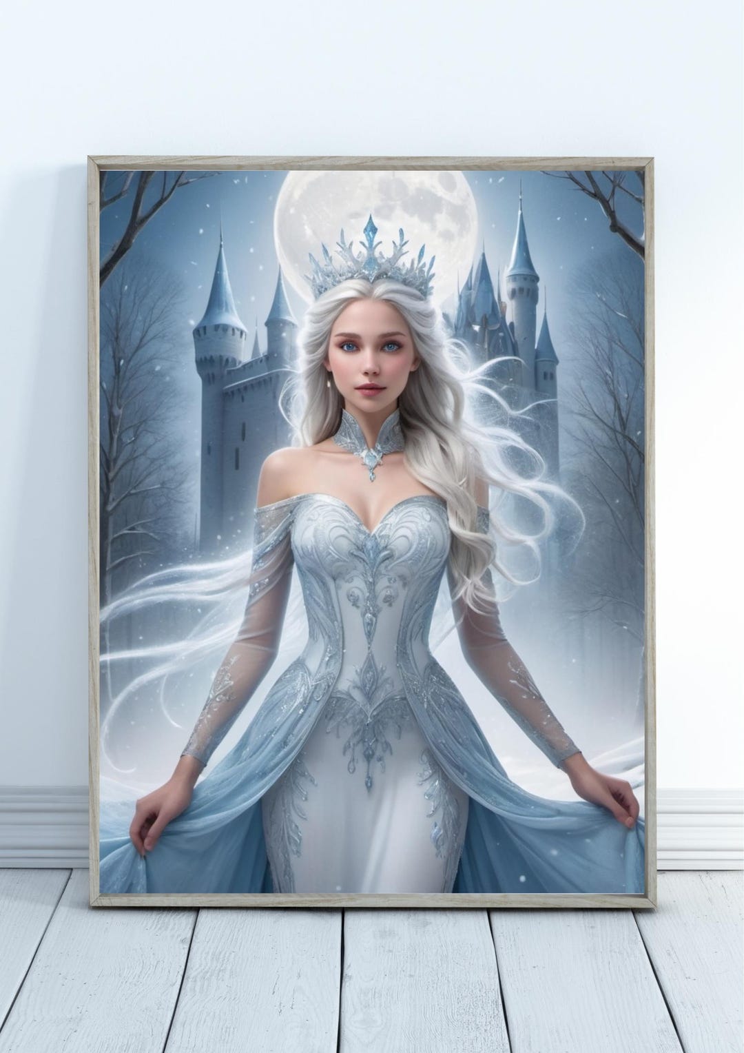 Ethereal Snow Queen Art Print - Enchanting Winter Fantasy Wall Decor - Etsy