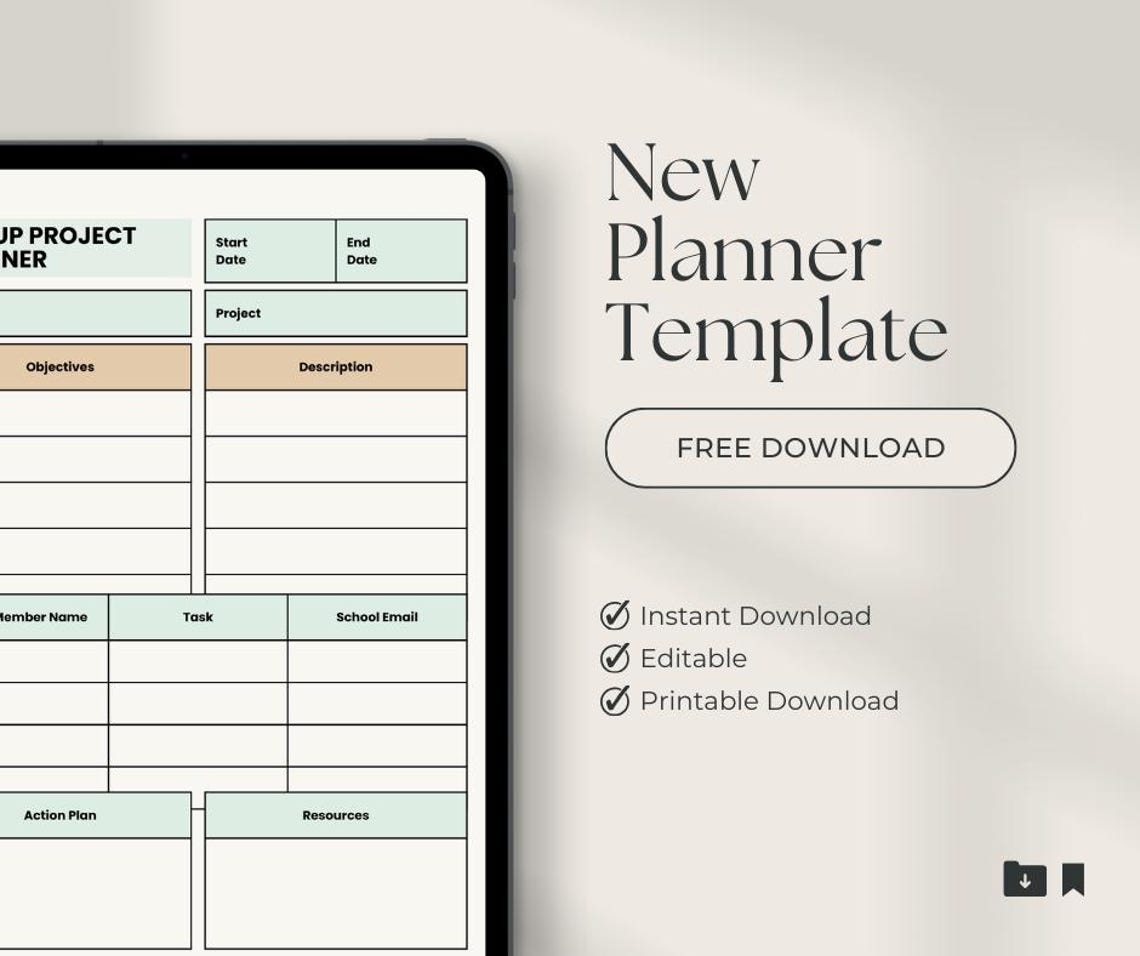 Group Project Planner- Project Planner Printable, Productivity Planner ...