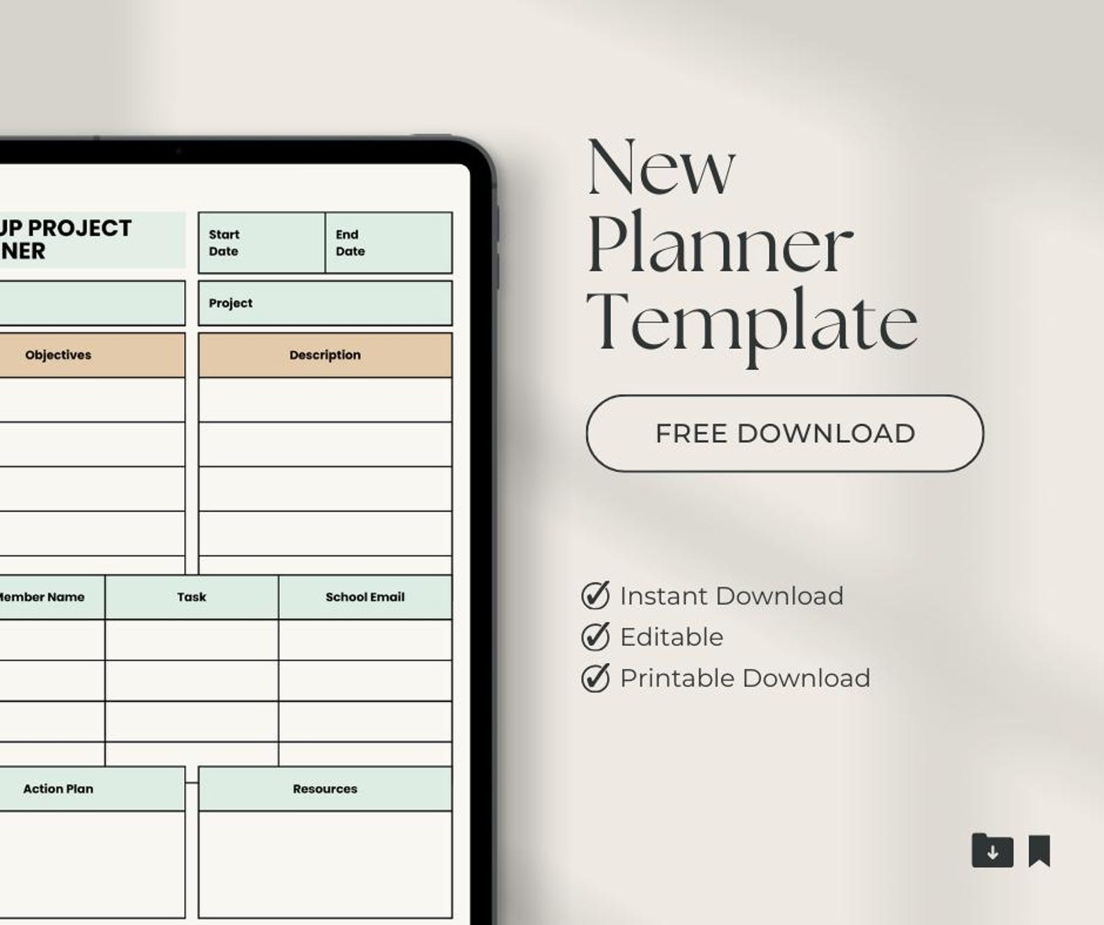 Group Project Planner- Project Planner Printable, Productivity Planner ...