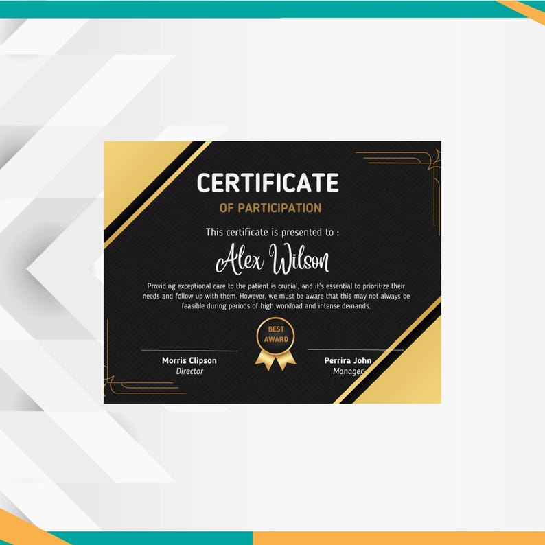 Black and Gold Participation Certificate- Seminar Participation ...