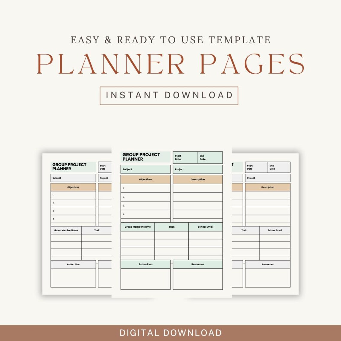 Group Project Planner- Project Planner Printable, Productivity Planner ...