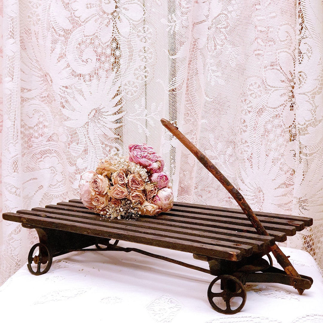 Antique Shabby Handcart, Handcart Around 1850 With Hand-forged Leaf ...