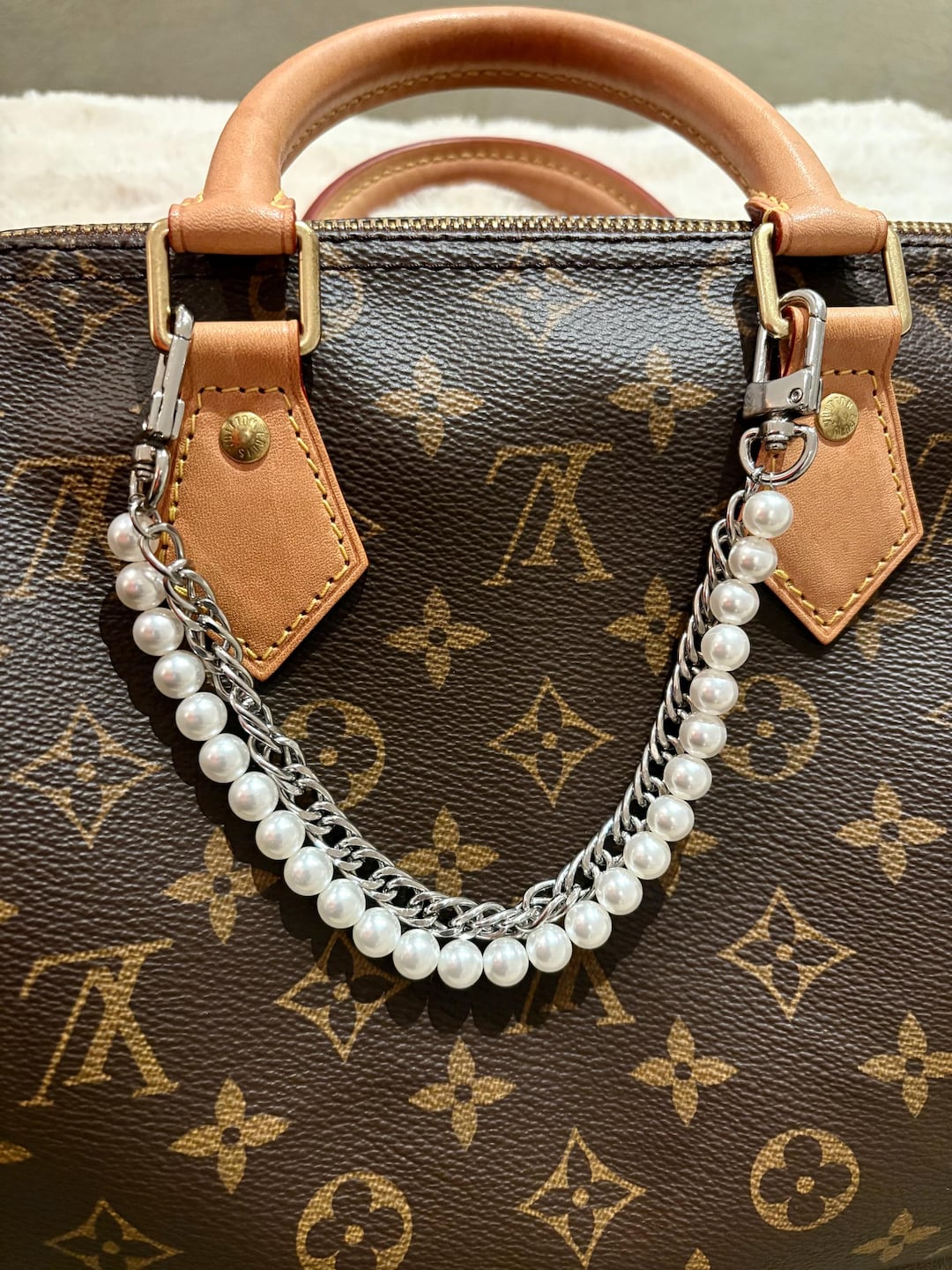 Pearl Bag Charm, Silver Chain, Handbag Accessory, Handbag Charms ...