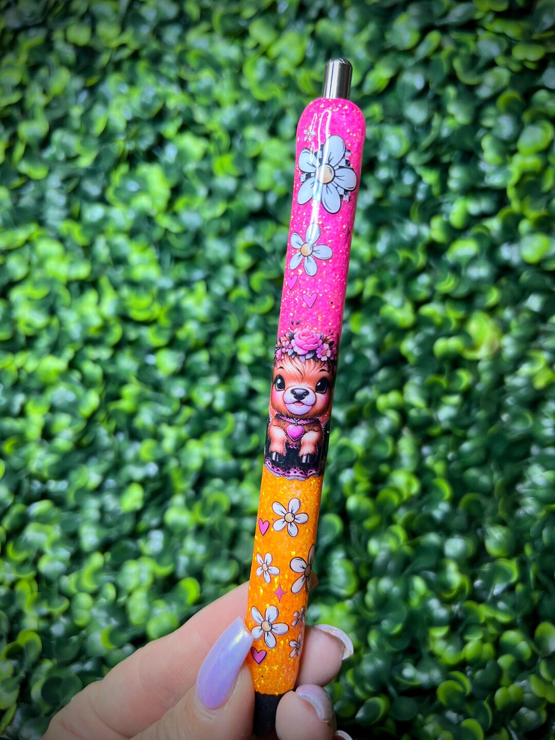 Highland Cow (pink) Glitter Gel Pen - Etsy