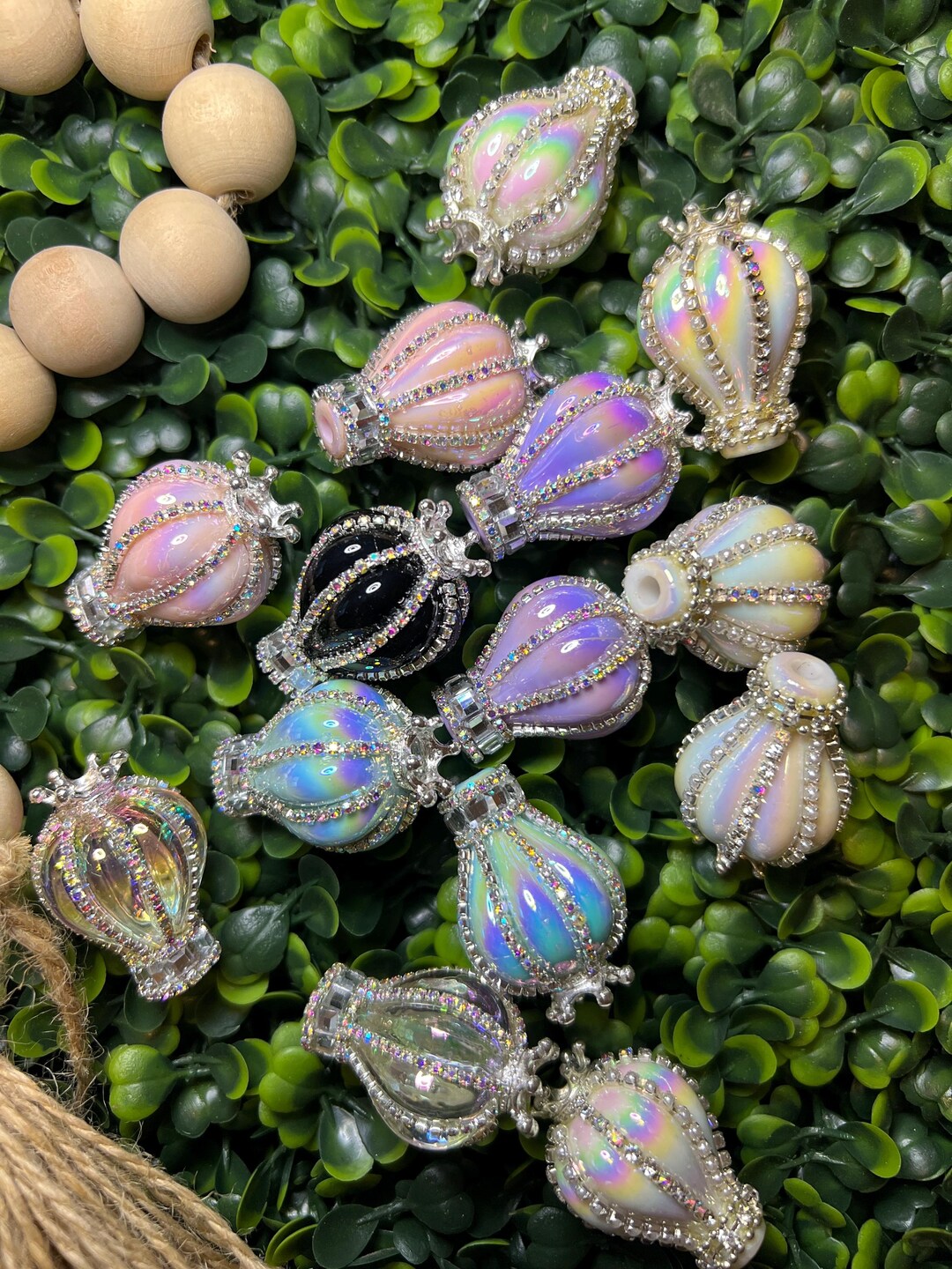 Hot Air Balloon Crown Acrylic Beads, Rhinestone Beads, Focal Beads, Beadable Pen Beads, Fancy ...