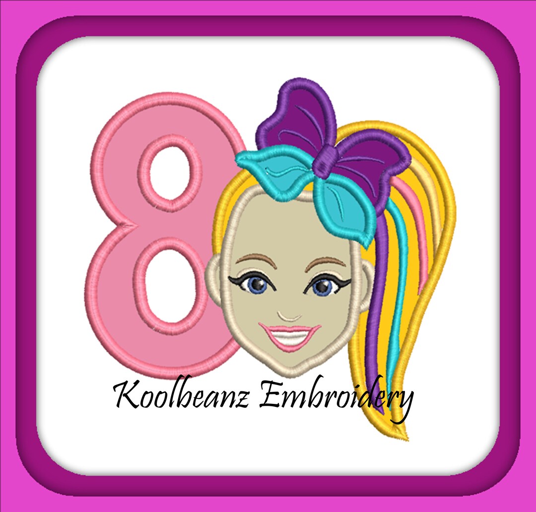 Number 8 Birthday in 5x7 Size. Digitial Embroidery Applique File. - Etsy