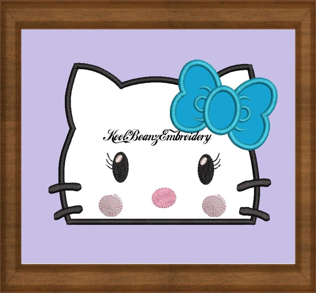 Miss Kitty Peeker, Digital Applique Embroidery Design, in Sizes 4x4 5x7 ...