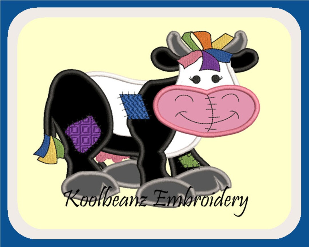 Patch Cow in 4x4 Fill and 5x7 6x10 Digital Applique Embroidery Files ...