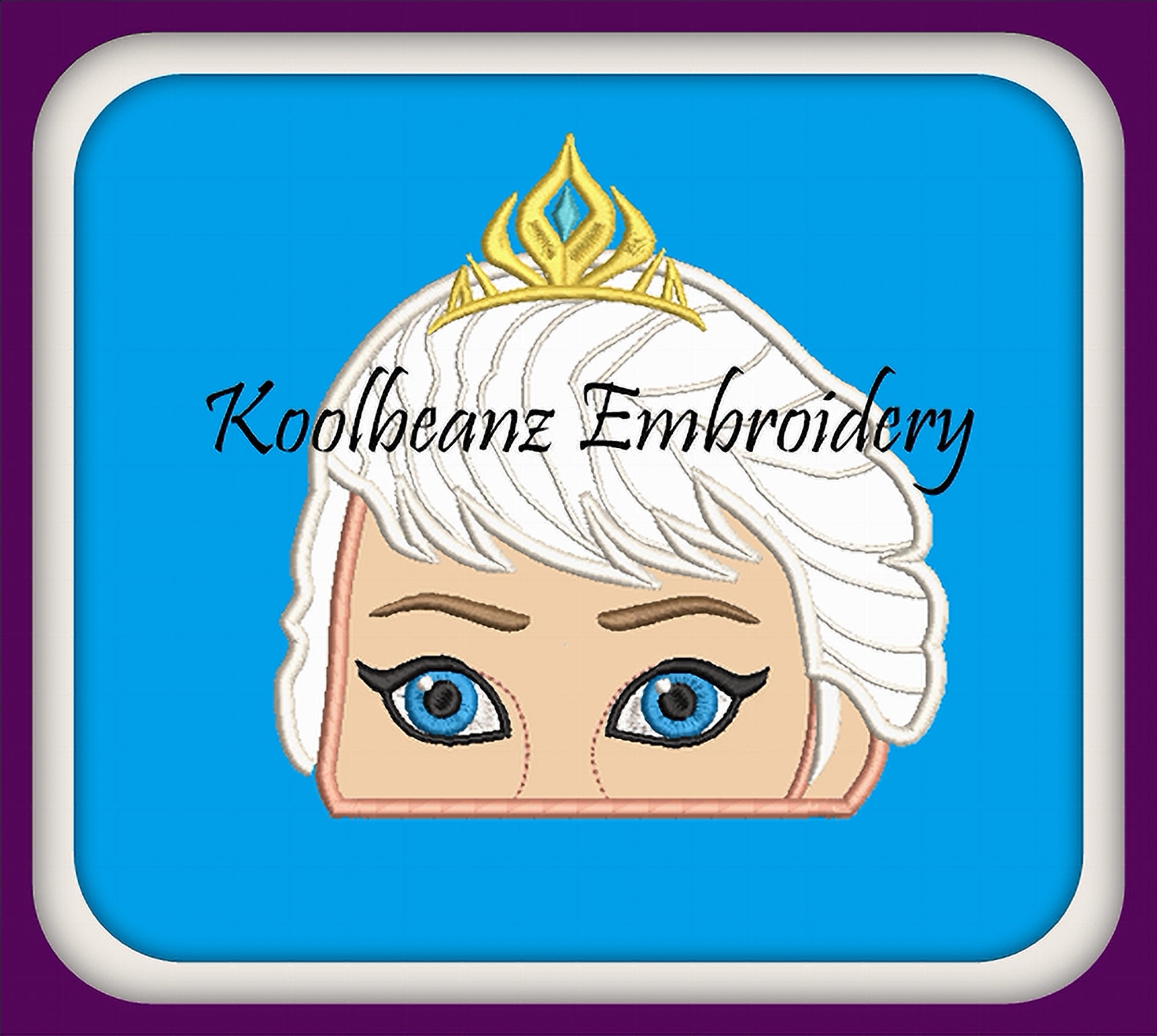 Queen Elsa Peeker. Applique Design File in Sizes 4x4 5x7 6x10. - Etsy