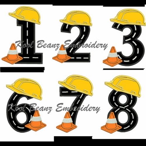 Construction Birthday Numbers. 4x4 5x7 Digital Applique - Etsy