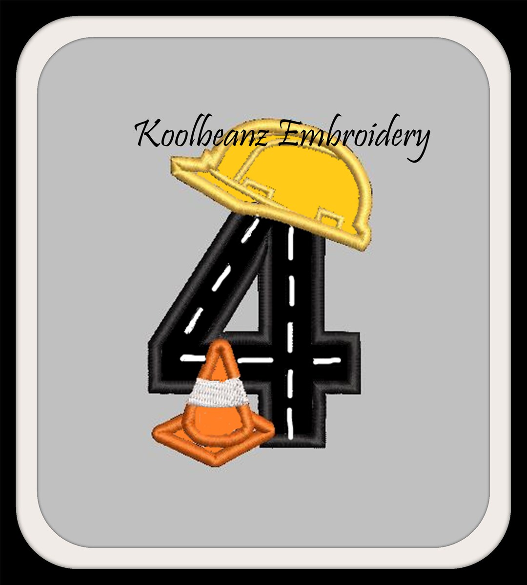 Construction #4 Applique in Size 4x4 and 5x7. Digital Machine ...