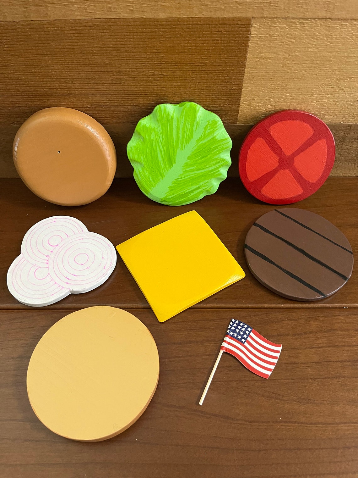 Wooden Cheeseburger Coasters - Etsy