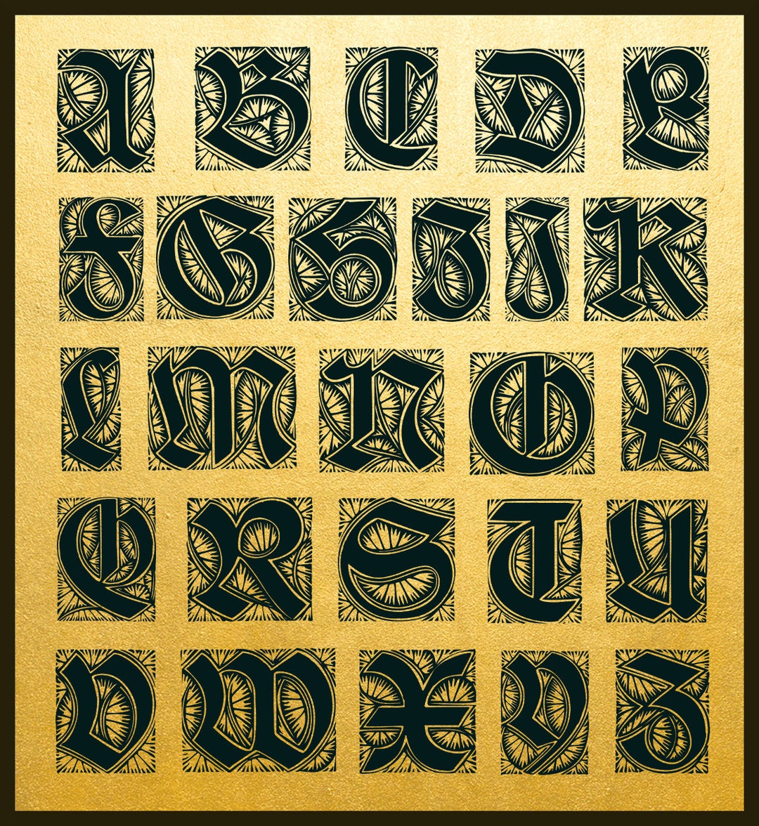 Ornate Digital Alphabet, Printable Alphabet, Digital Alphabet Letters ...