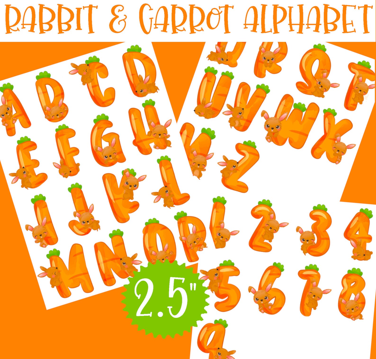 Easter Alphabet, Bunny Rabbit and Carrot Printable and Cricut Alphabet ...