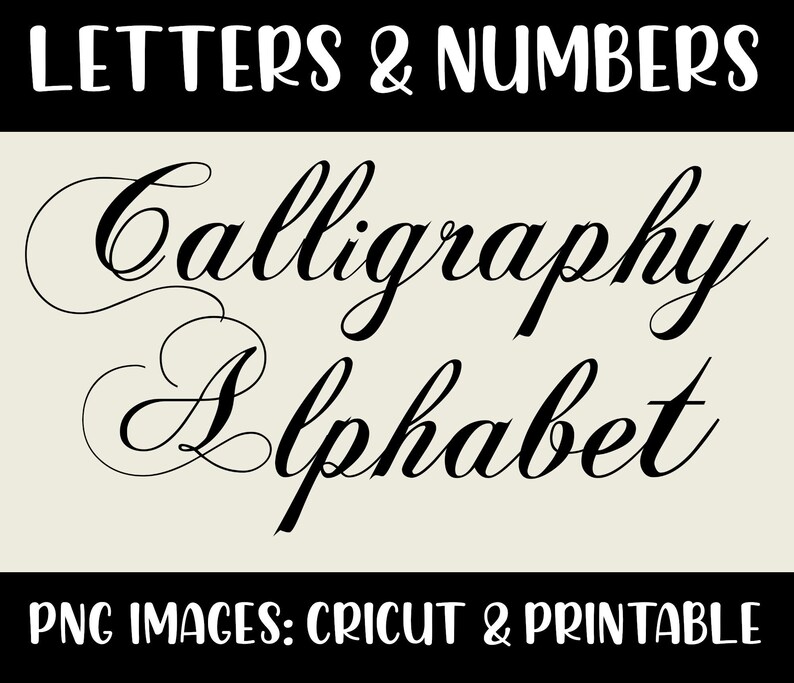 Calligraphy Alphabet & Numbers: Cricut and Printable Clipart - Etsy Canada