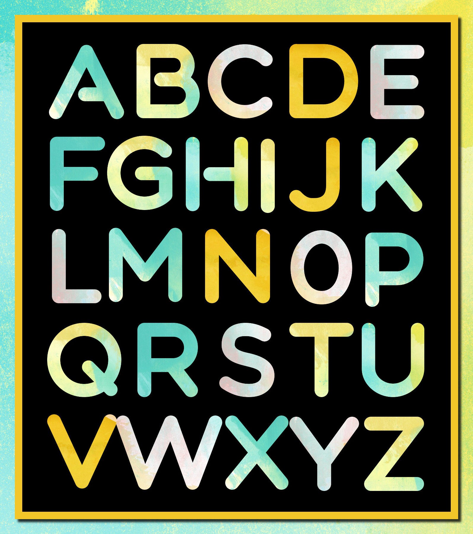 Watercolor Digital Alphabet Printable Alphabet Digital - Etsy