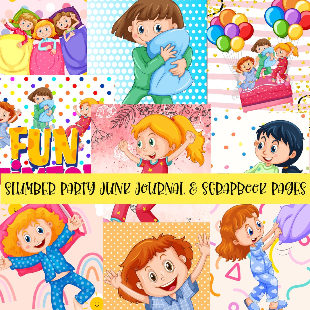 Slumber Party Junk Journal Pages 10 Printable Scrapbook & - Etsy