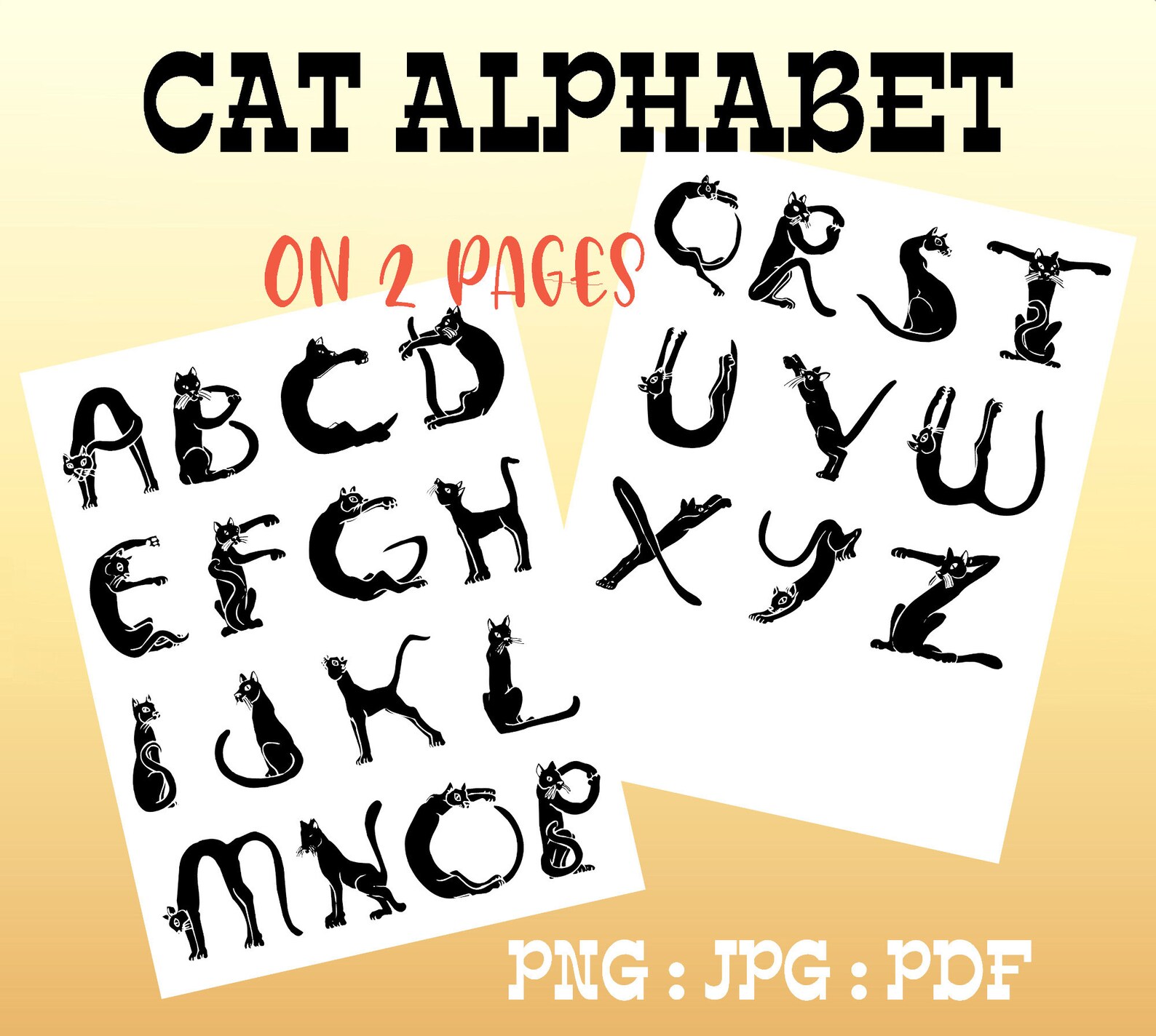 Cat Alphabet Printable Font for Cat Lovers Cricut Alphabet - Etsy