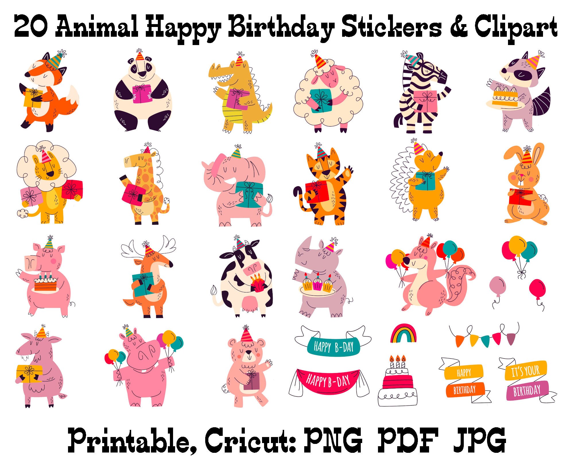 60 Dog Stickers Cricut & Printable Animal Clipart 300 DPI - Etsy