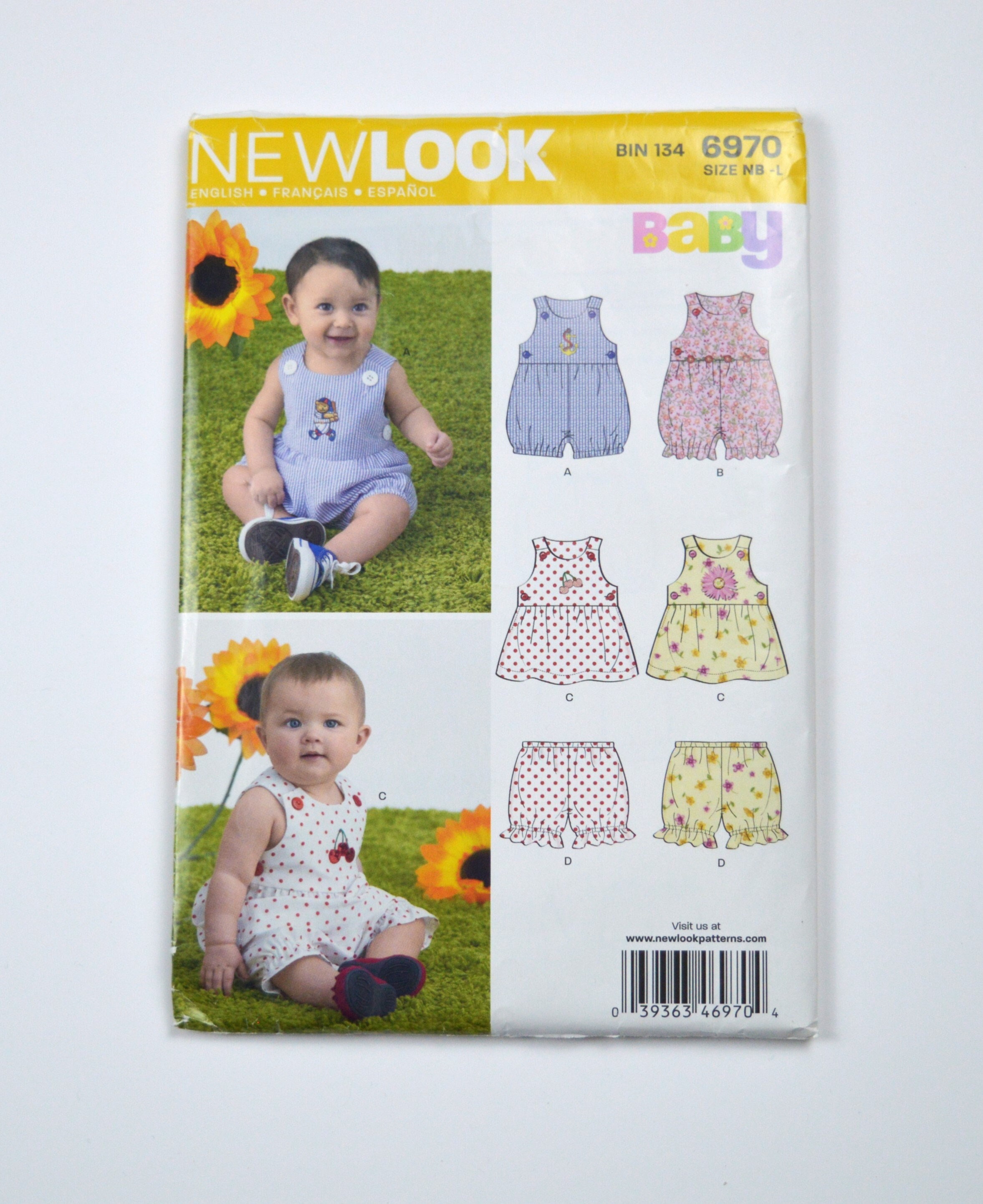 New Look 6970, Baby Romper Sewing Pattern, Bloomers and Top, Playsuit ...