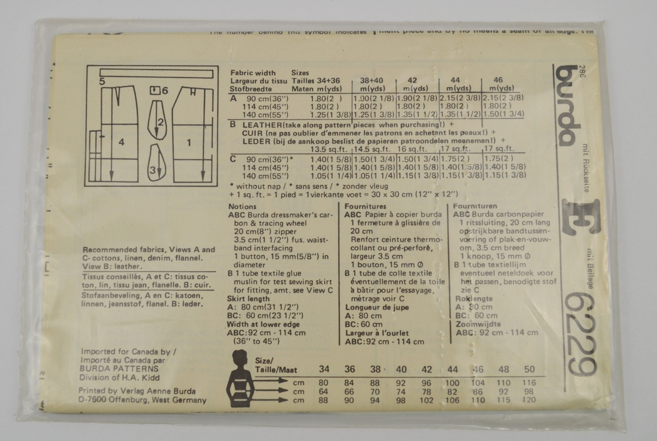 Burda 6229, Vintage Skirt Sewing Pattern, Classic Straight Skirt With ...