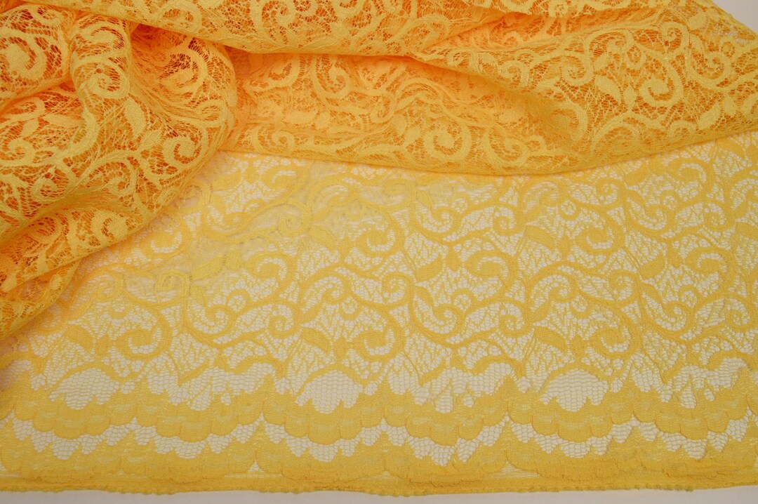 Yellow Lace Fabric by the Meter, Non Stretch Border Lace - Etsy Canada