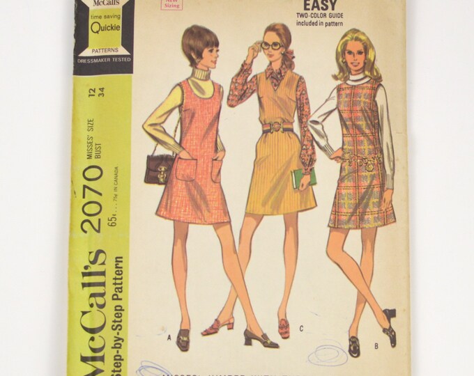 Vintage A-line Jumper Sewing Pattern From 1969, Size 12 Bust 34, UNCUT ...
