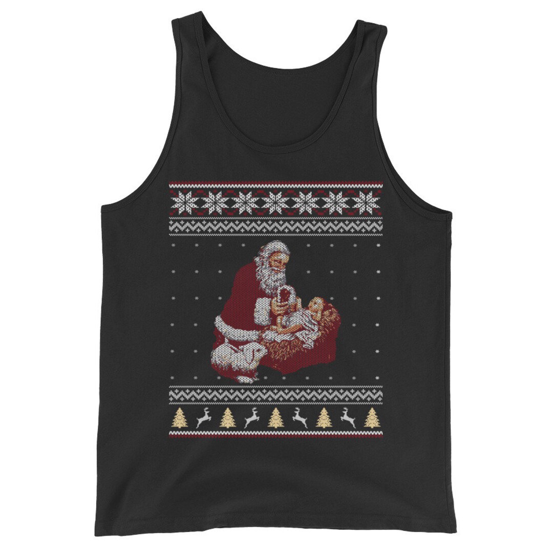 Santa Claus and Baby Jesus in the Manger Christmas Unisex Tank Top - Etsy
