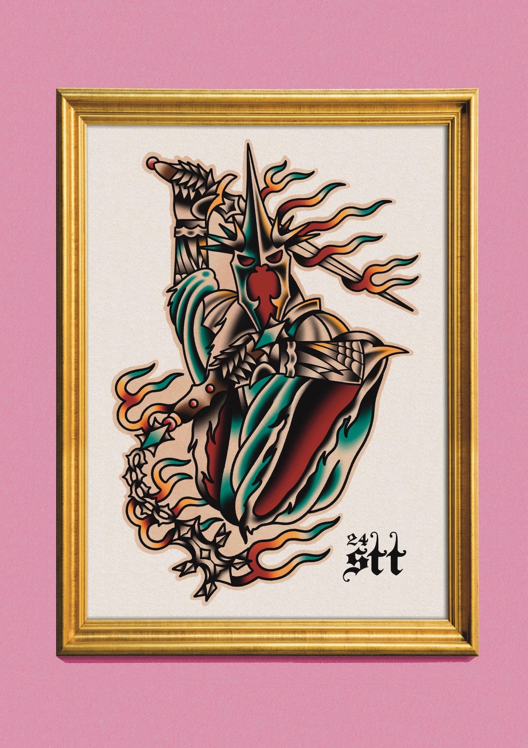 Witch King of Angmar Lord of the Rings Traditional Tattoo Print by ...